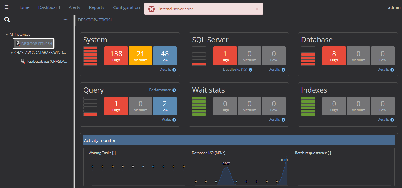 Internal server error